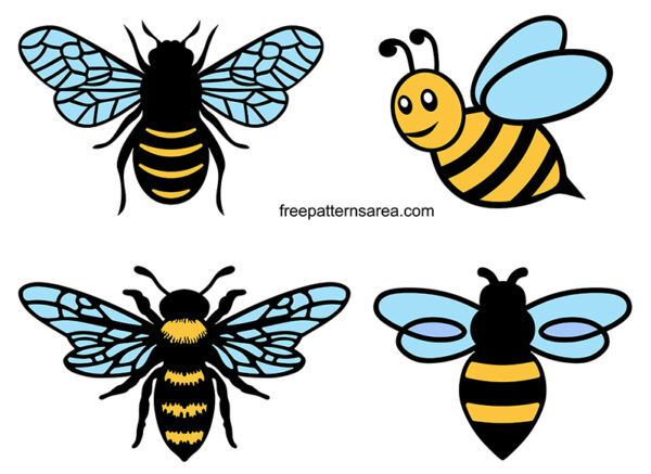 Bee Silhouette Vector Designs - FreePatternsArea