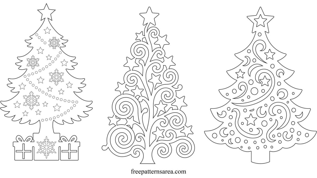 Printable Christmas Tree Outline Templates – Free PDF - FreePatternsArea