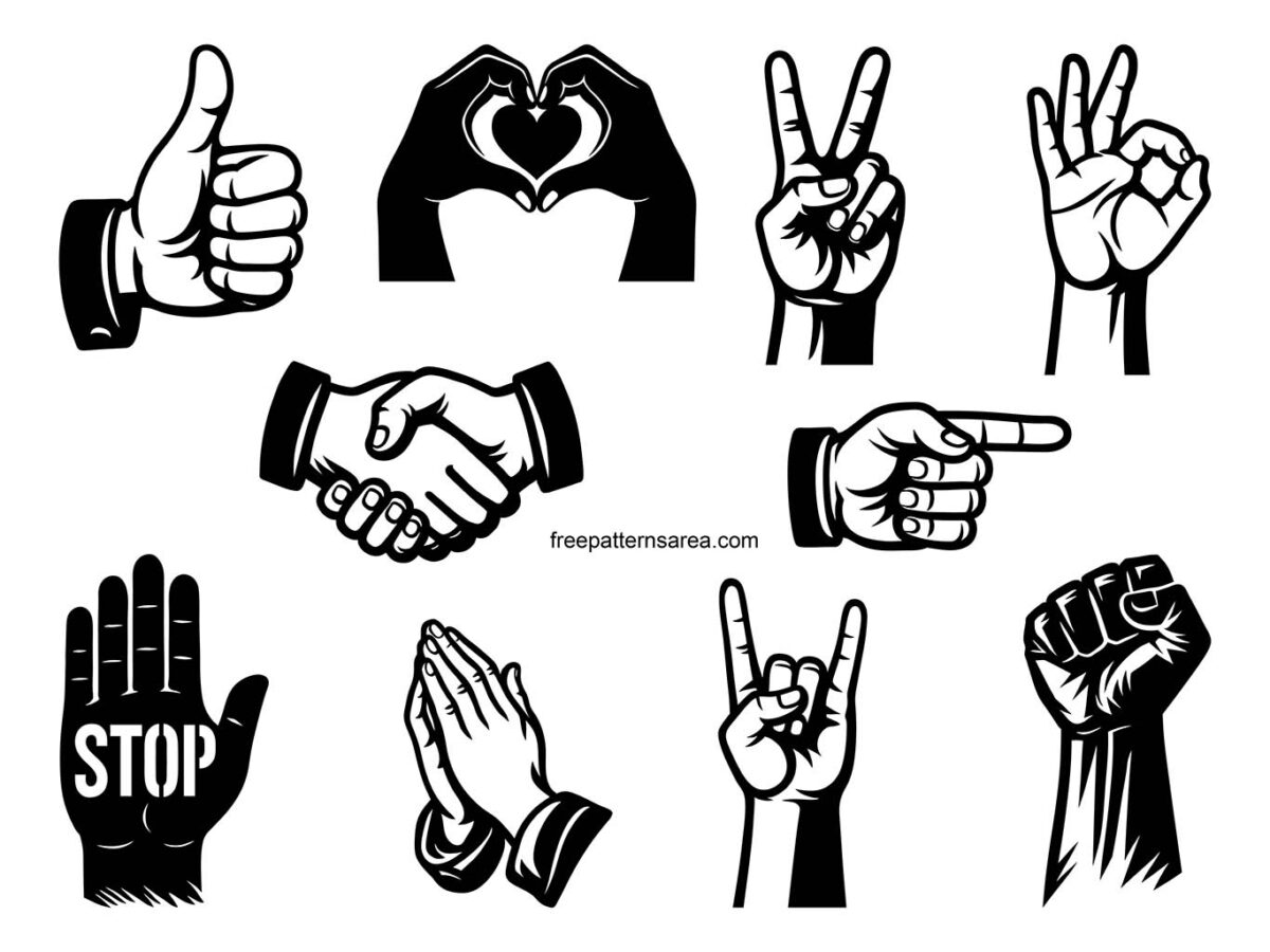 Free Hand Symbol PNG Files: Transparent Black Silhouettes ...